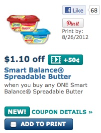 Smart Balance Spreadable Butter $1.60 off Higher Value Than Normal ...